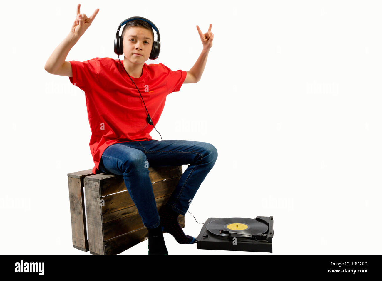 Teenage boy listening to music Cut Out Stock Images & Pictures - Alamy