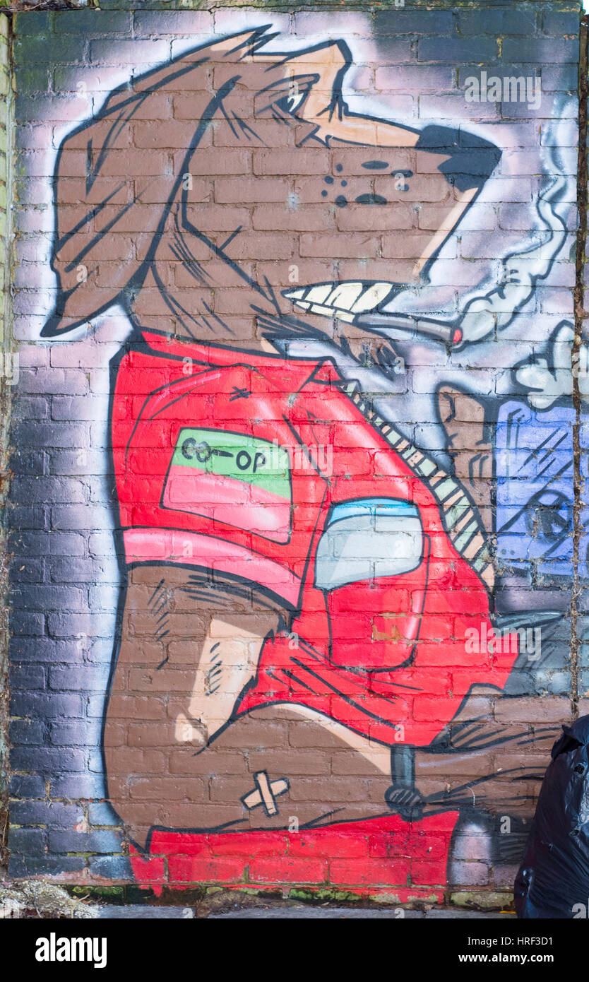 Graffiti street art cartoon dog hi-res stock photography and images - Alamy