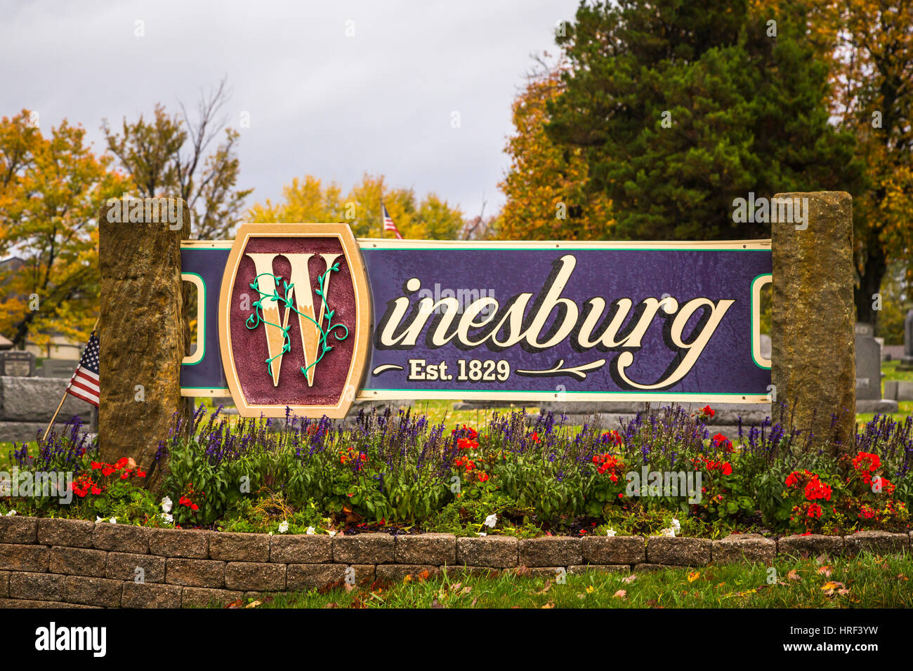 The roadside welcome sign in Winesburg, Ohio, USA Stock Photo - Alamy