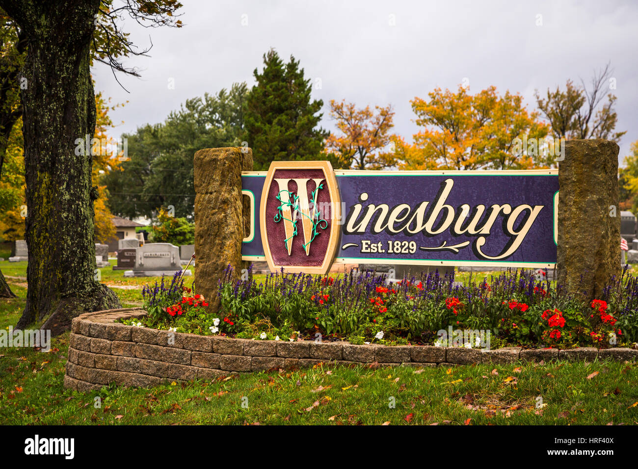 The roadside welcome sign in Winesburg, Ohio, USA Stock Photo - Alamy