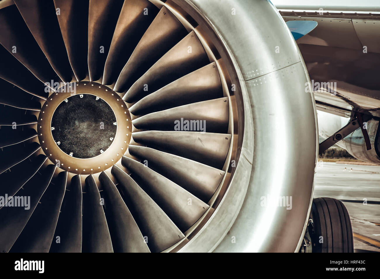 Aircraft engine close-up. Color tone tuned photo Stock Photo - Alamy
