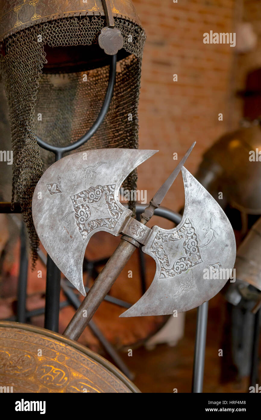 Mail armour and sharp medieval weapon at Huis Bergh, a 13th century ...