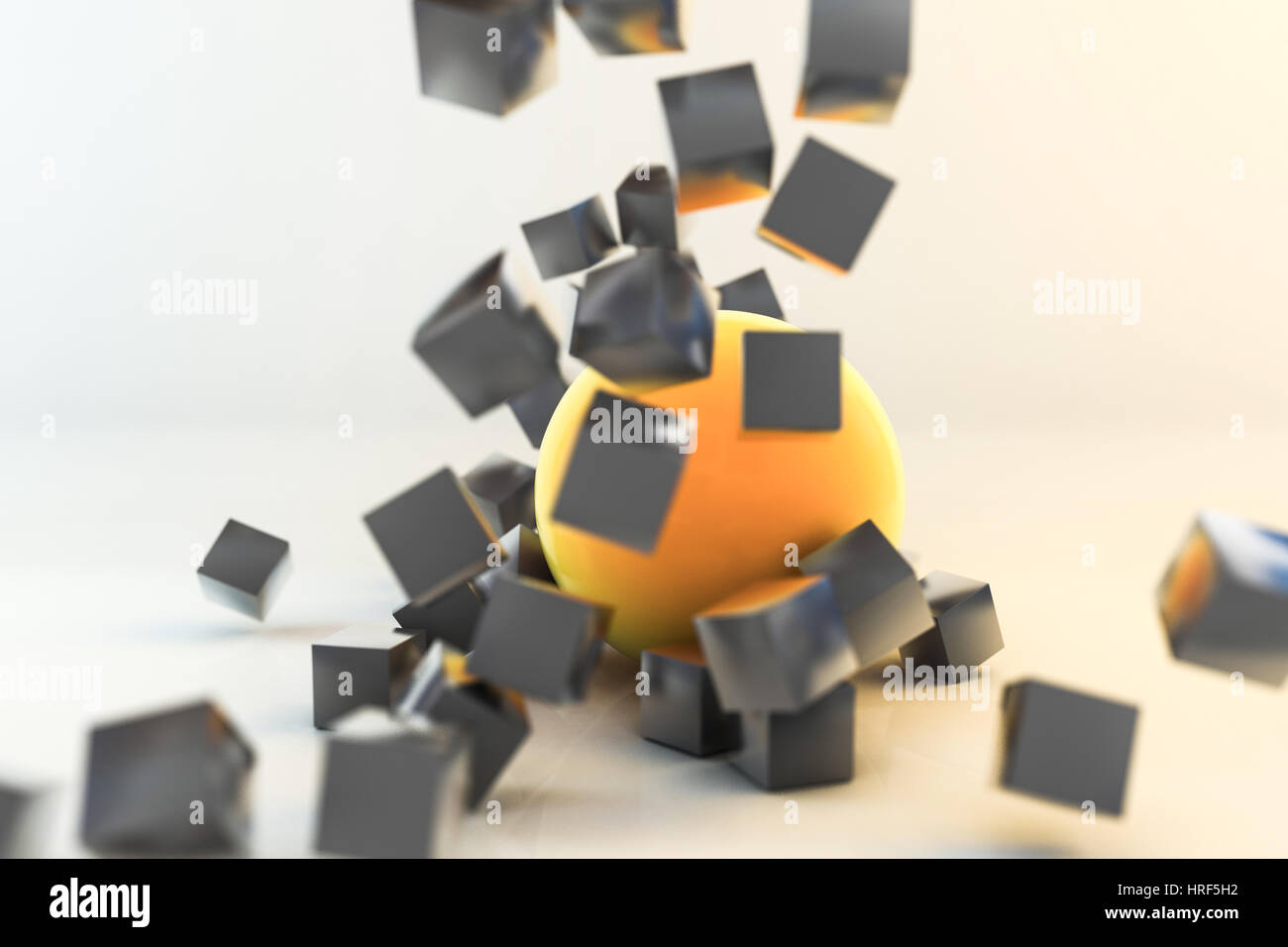 3d illustration of falling cubes over a sphere Stock Photo - Alamy