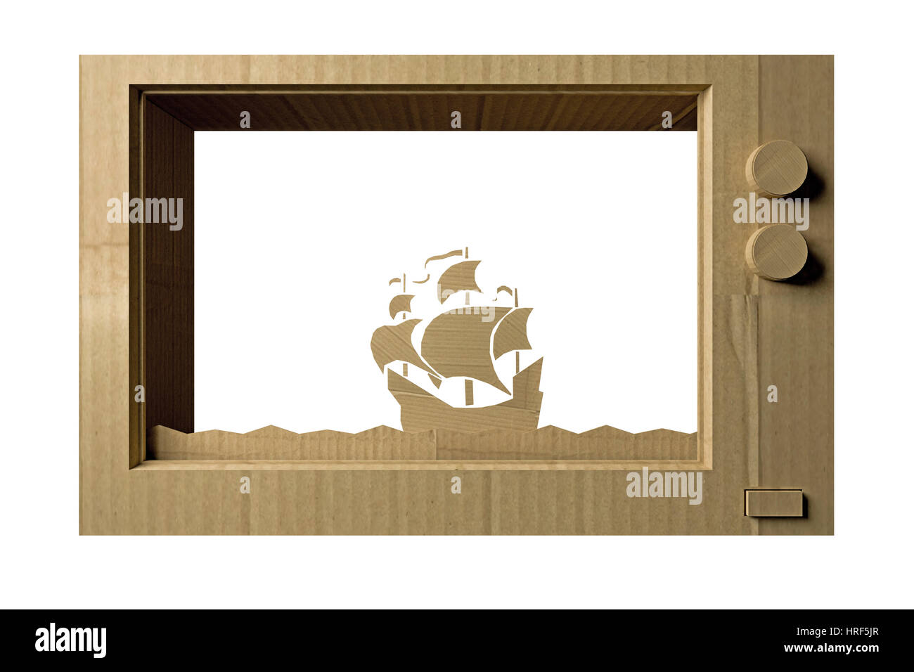 3d illustration of a cardboard tv isolated on white background Stock ...