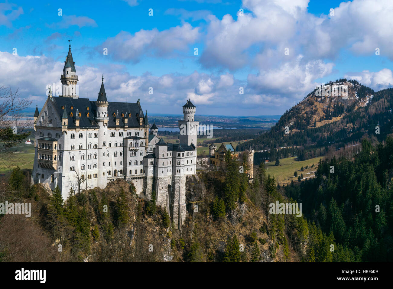Neuschwanstein Castle in winter landscape, Fussen, Germany, Bavariam ...