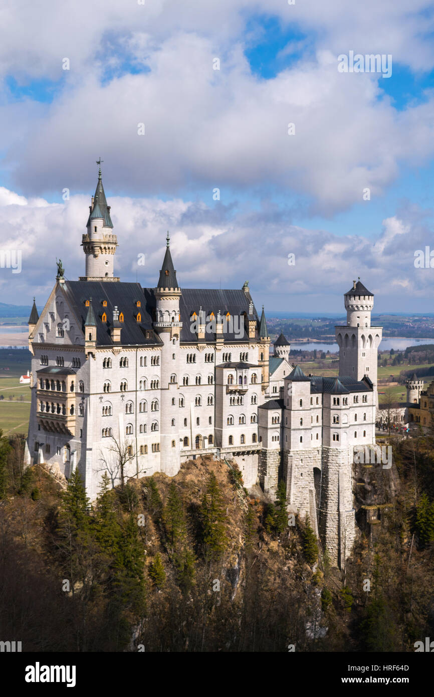 Neuschwanstein Castle in winter landscape, Fussen, Germany, Bavariam ...