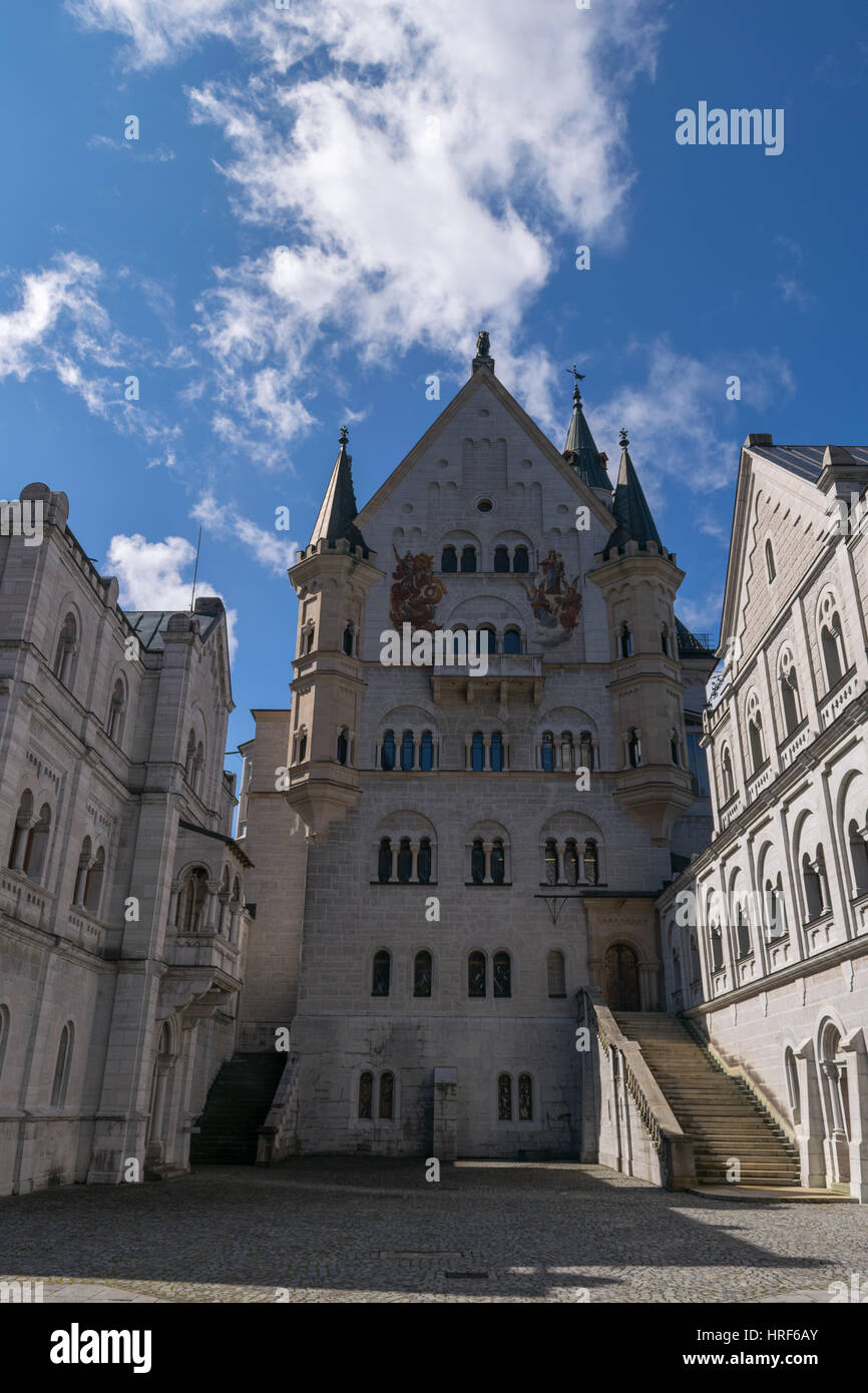 Neuschwanstein Castle in winter landscape, Fussen, Germany, Bavariam ...