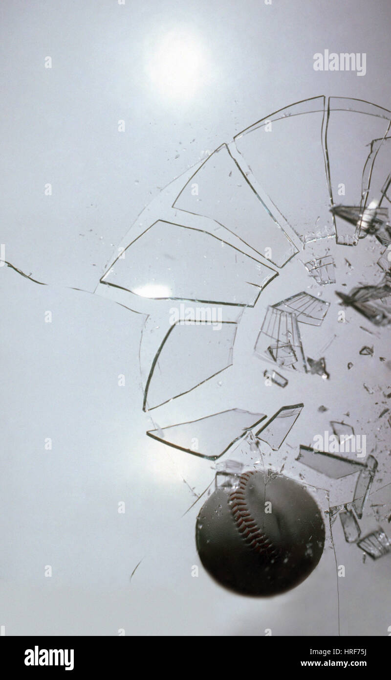 Baseball Breaking a Window Stock Photo - Alamy