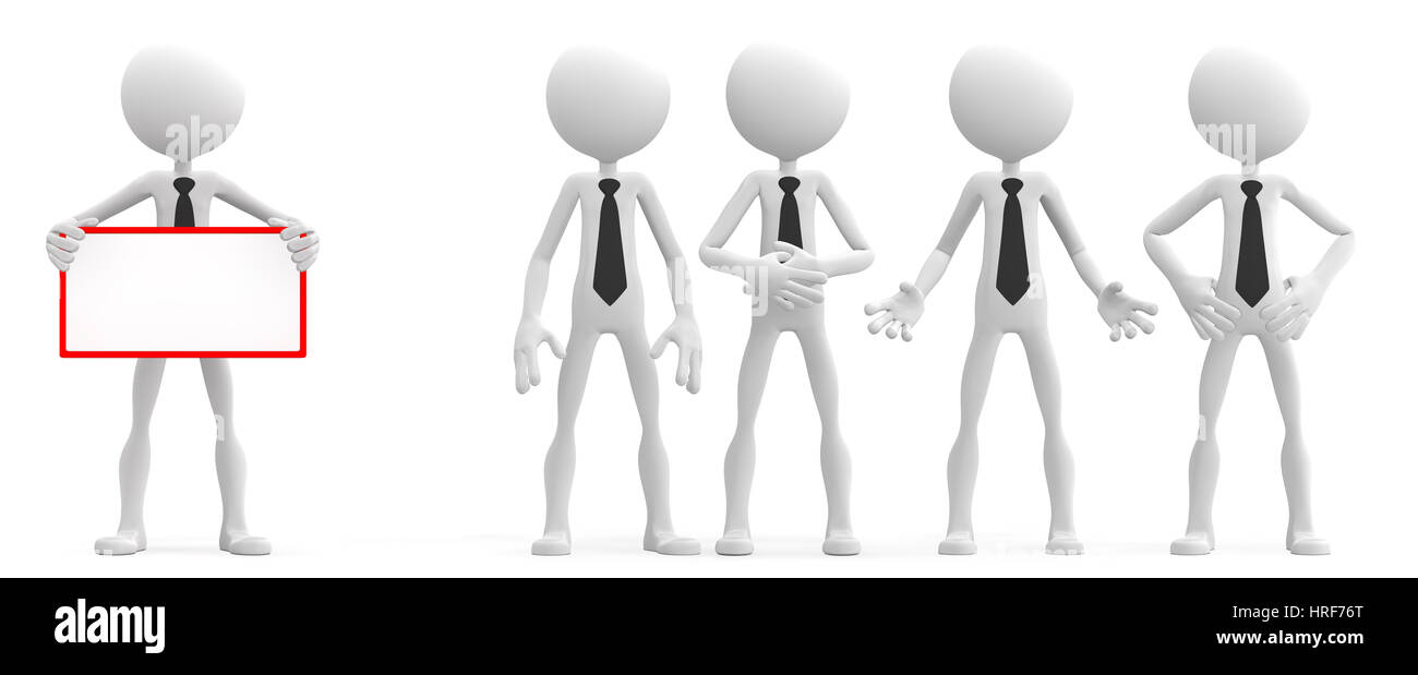 Business team with blank banner. Isolated on white background Stock ...