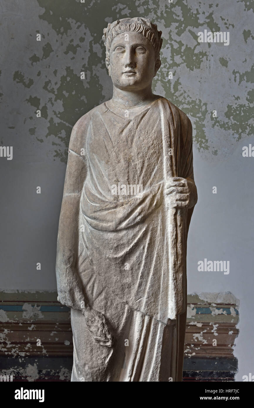 Male Statue with a wreath 2 th Century BC Nicosia Cyprus ( The figure ...