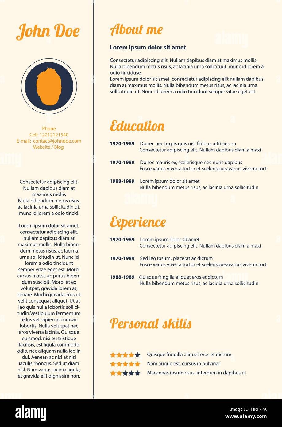 Cv template vector hi-res stock photography and images - Alamy