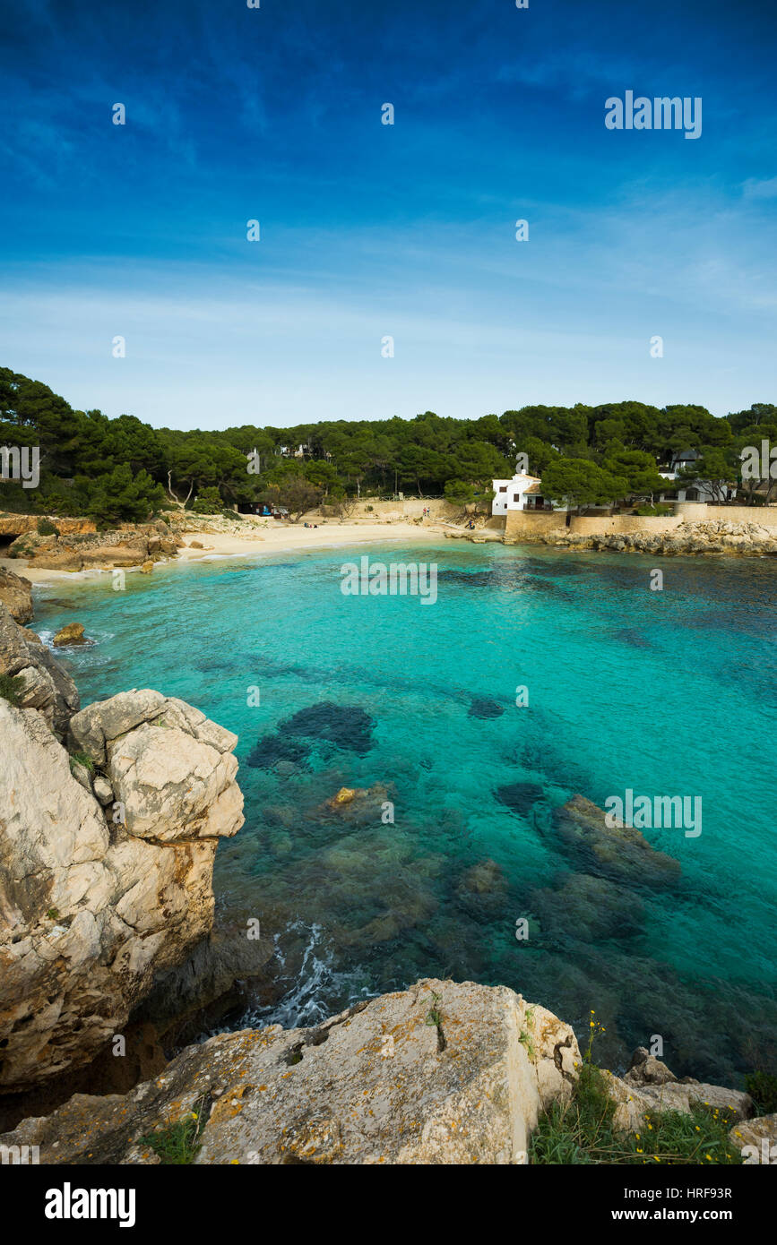 Bay with turquoise waters, Cala Gat, Cala Ratjada, Majorca, Balearic ...