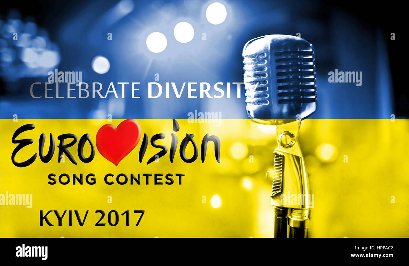 Eurovision Song Contest 2017.Photos banner with the official logo of ...