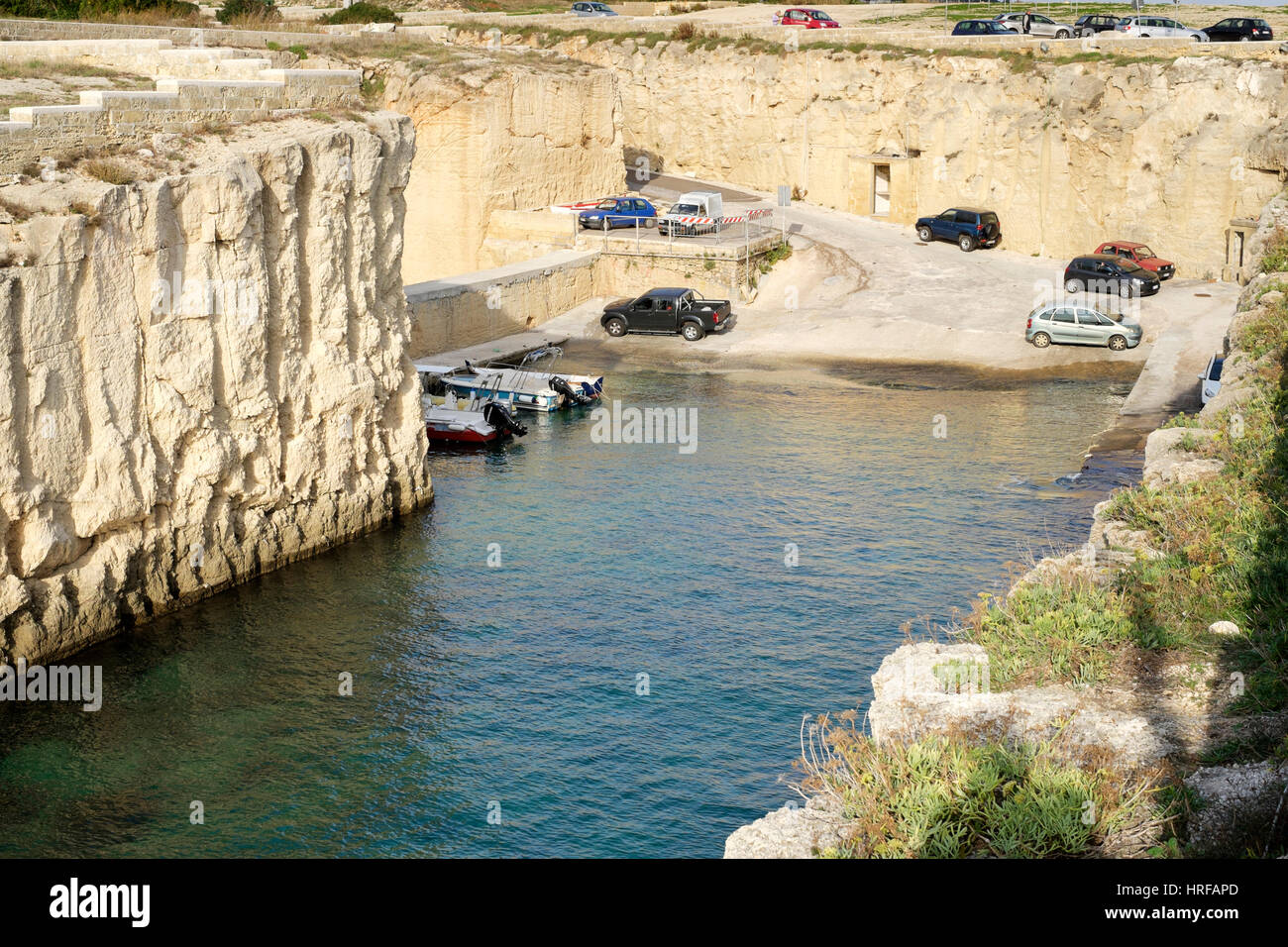 Man-made harbour, Santa Cesarea Terme, Puglia, Southern Italy, Europe ...