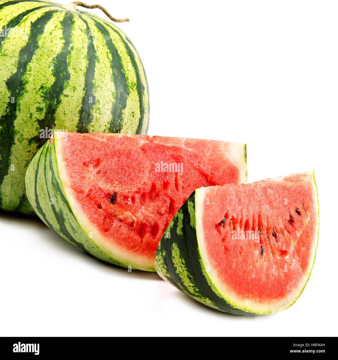 Watermelon and its parts isolated on white background Stock Photo - Alamy