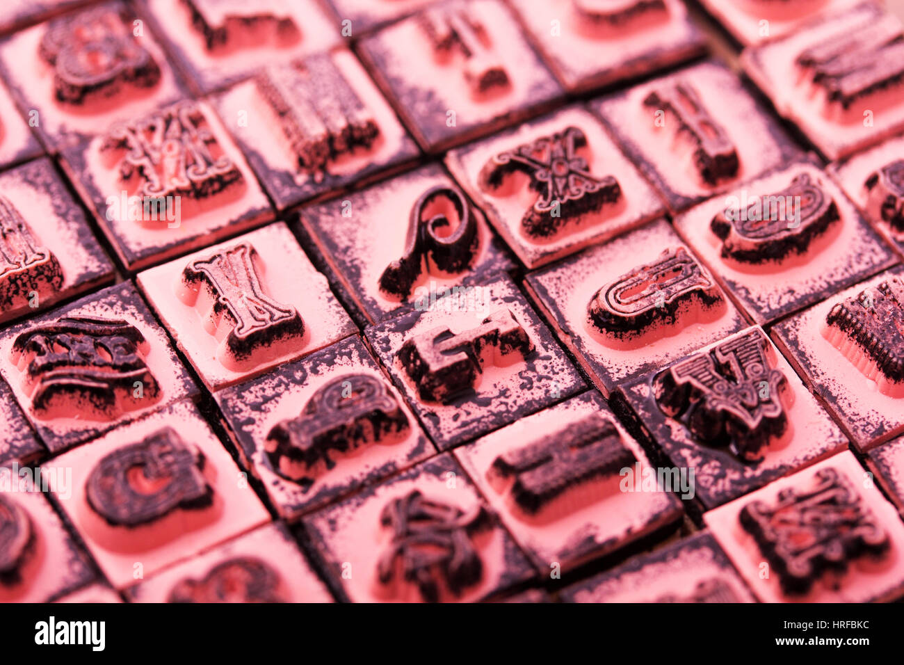 Close up of type set rubber stamps with black ink Stock Photo - Alamy