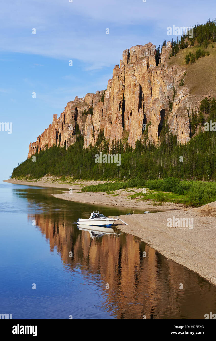 Lena Pillars National Park, view from Lena River, National heritage of ...