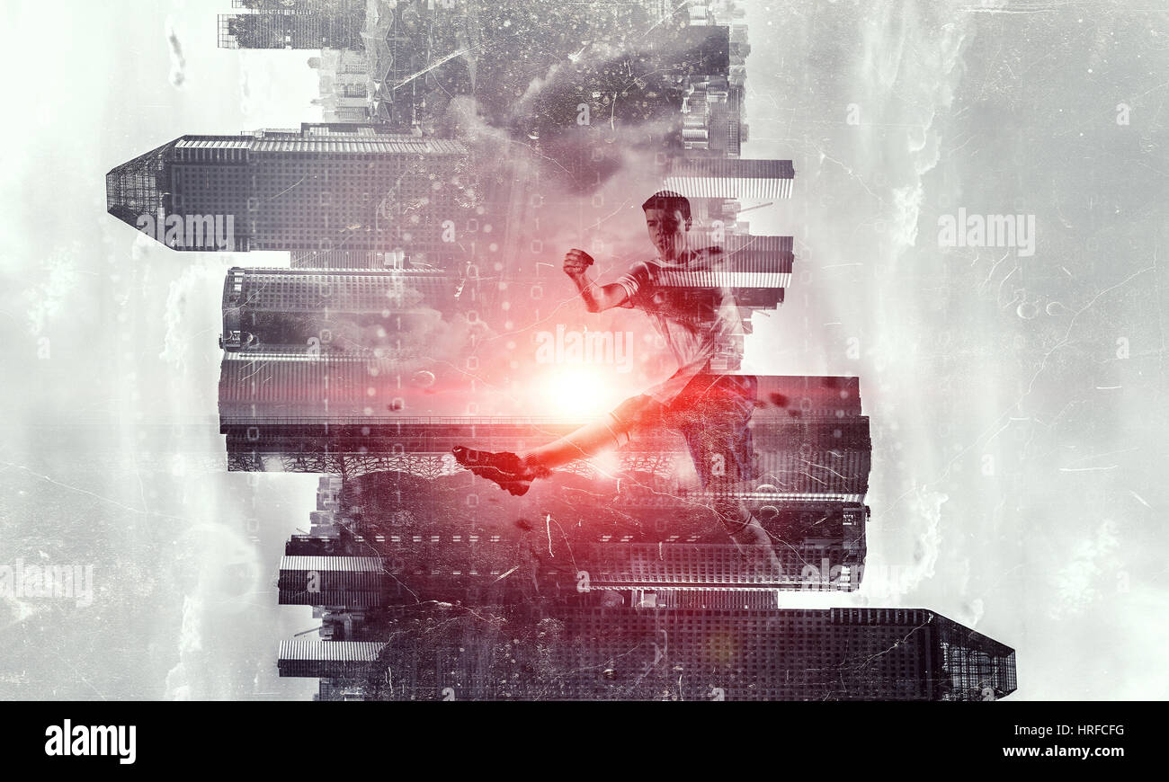 Double exposure football players playing hi-res stock photography and ...