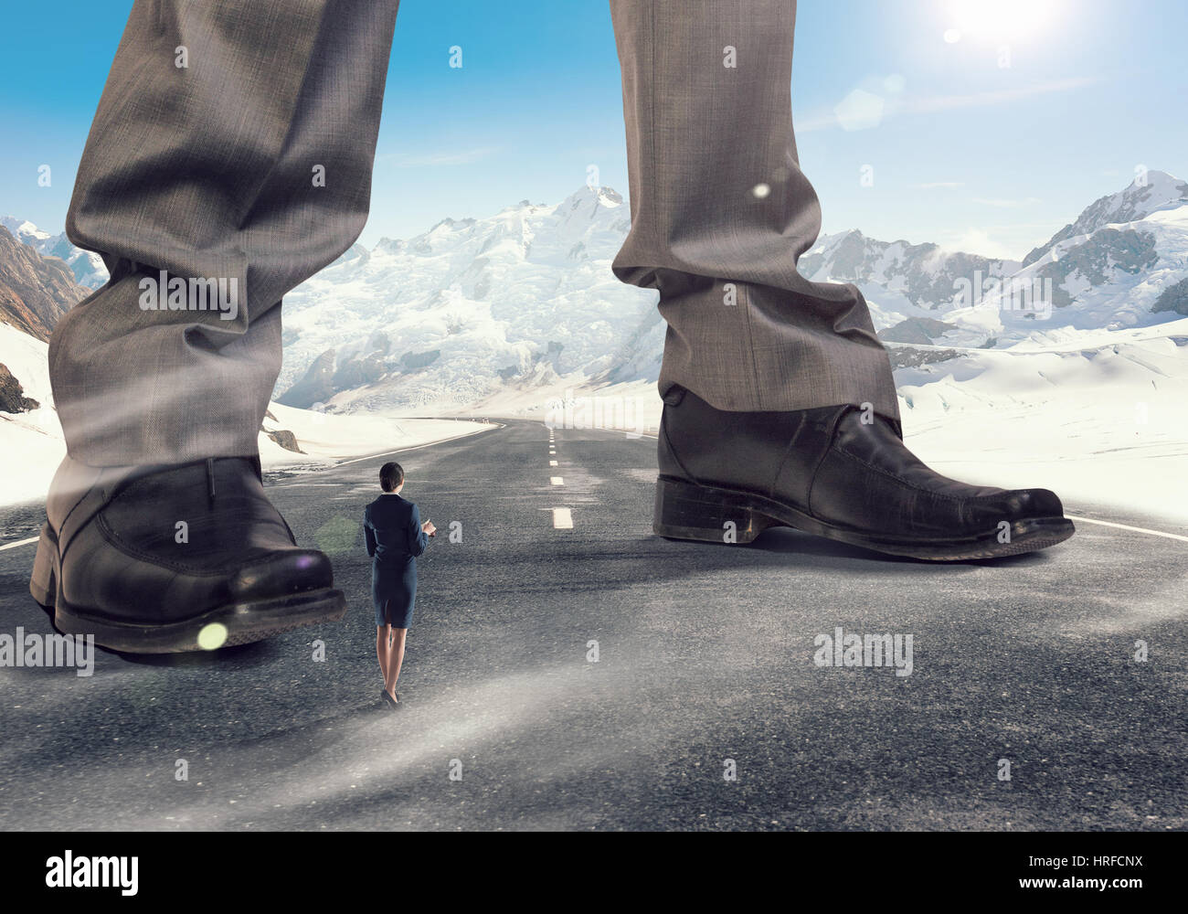 Bottom view of giant businessman as concept of power and leadership ...