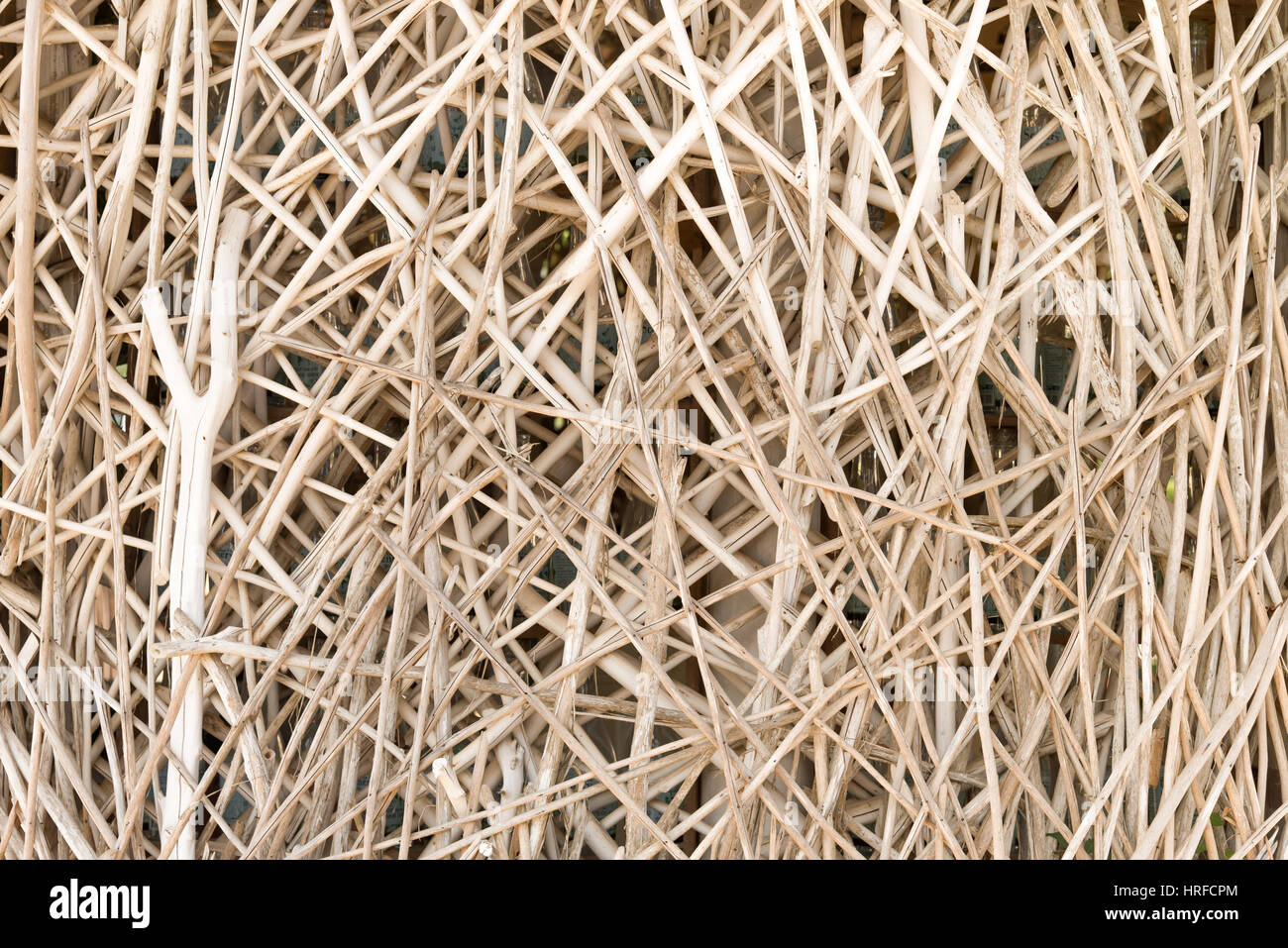 Pattern of the twigs wall background, made from the scraps of woven ...