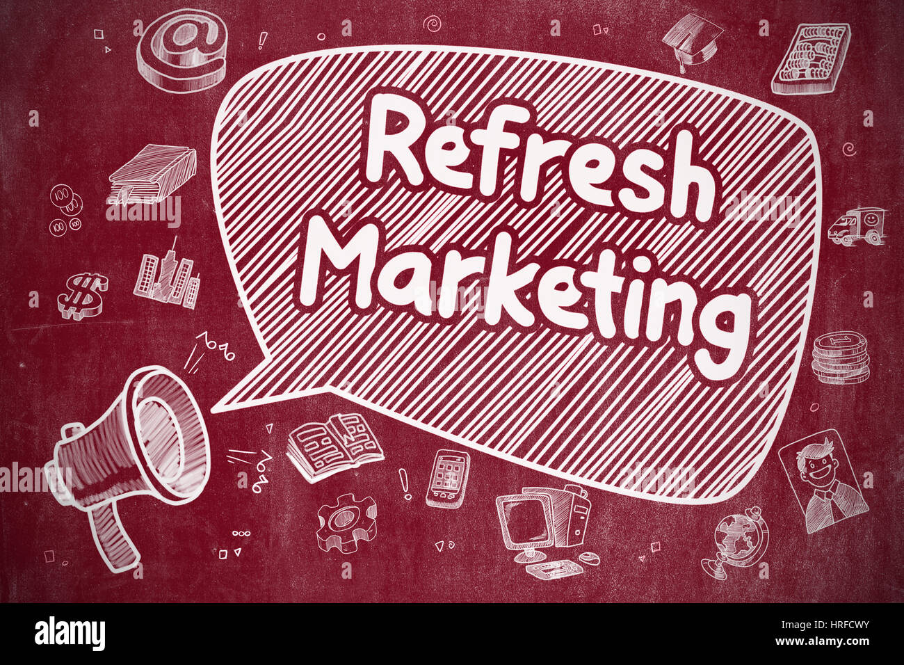 Refresh Marketing on Speech Bubble. Doodle Illustration of Screaming ...
