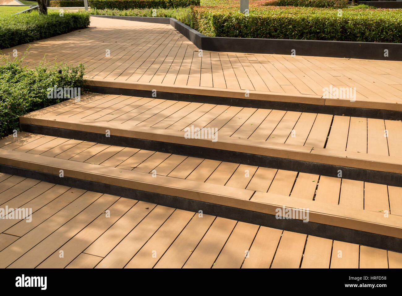 Wood texture and background, Wood floor walkway in the park Stock Photo ...