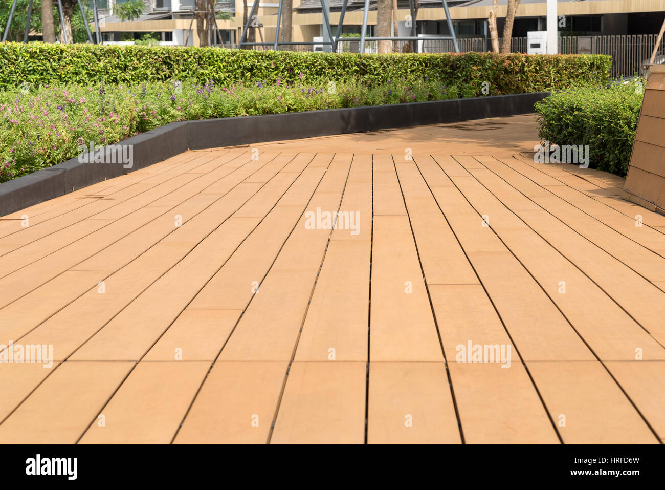 Wood texture and background, Wood floor walkway in the park Stock Photo ...