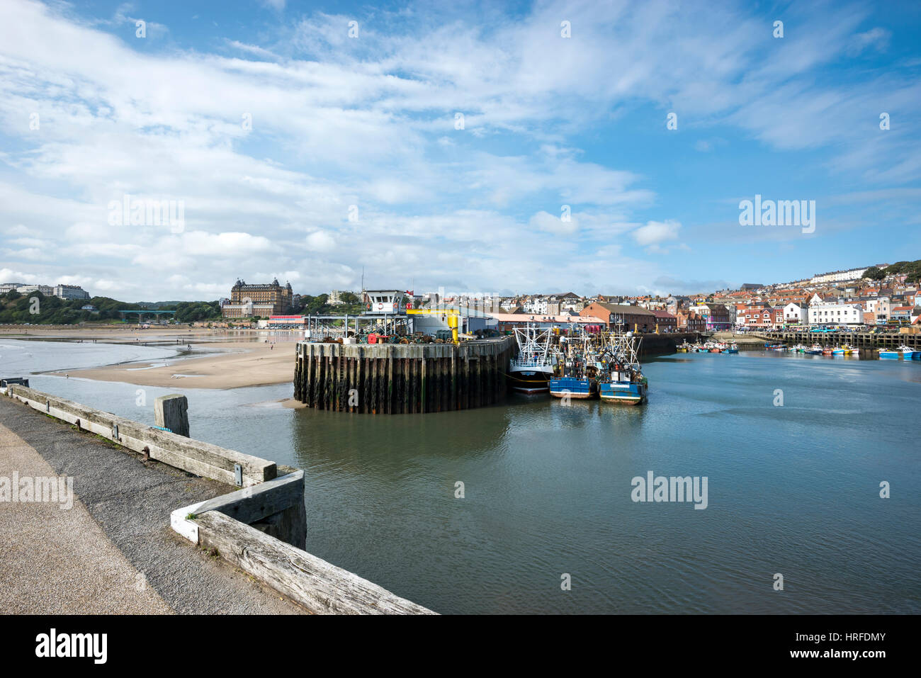 Beautiful day at Scarbrough harbour in this popular seaside town on the ...