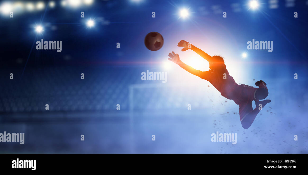 Football silhouette catching hi-res stock photography and images - Alamy