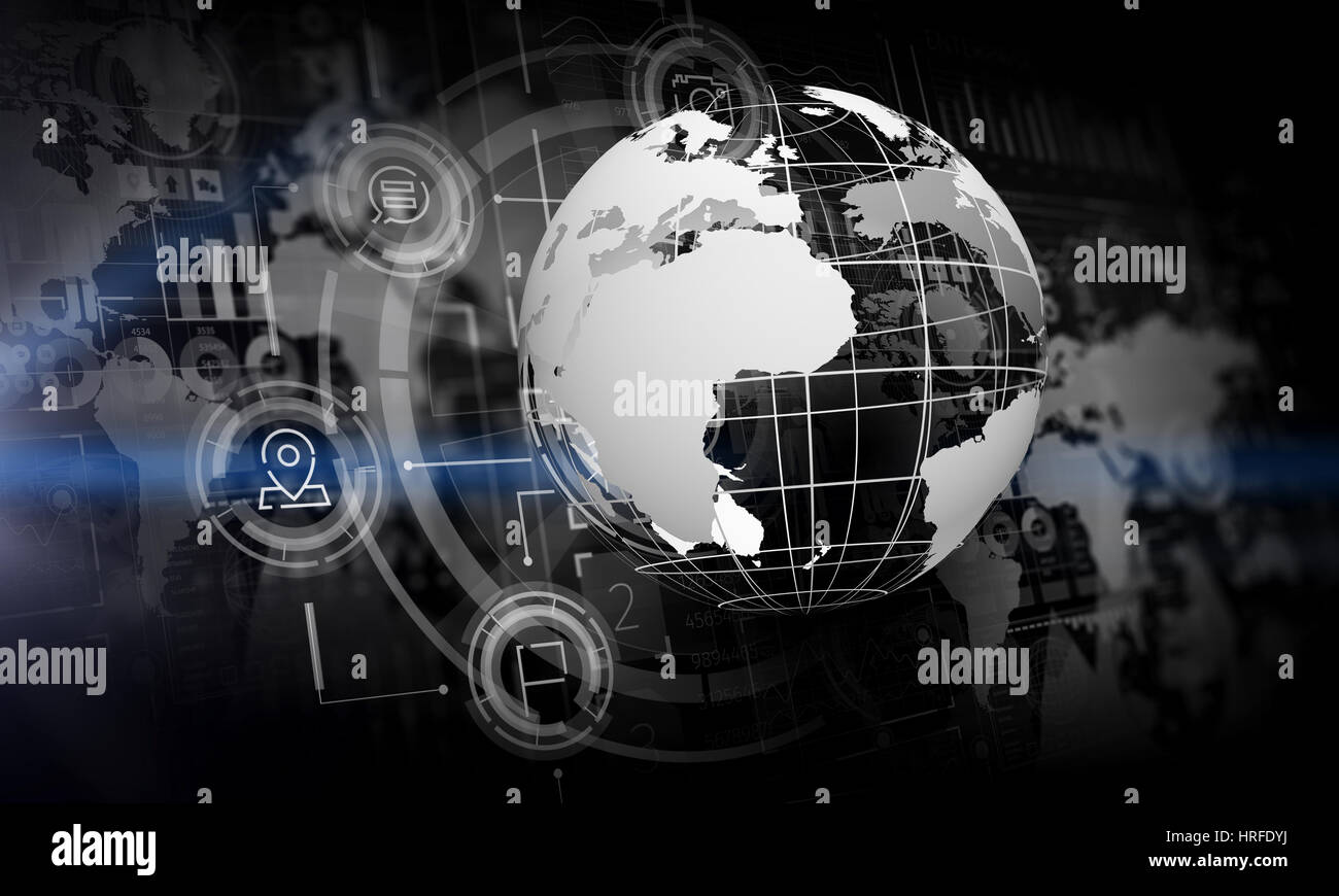 Global social media concept with technology planet and connection lines ...