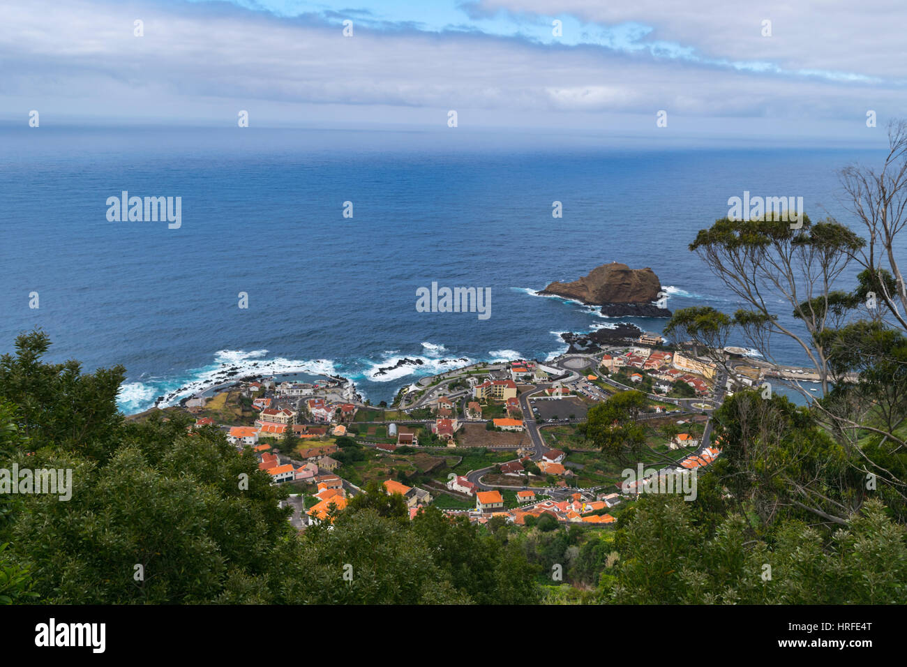 Panorama over Porto Moniz City, Madeira, Portugal, Europe Stock Photo ...