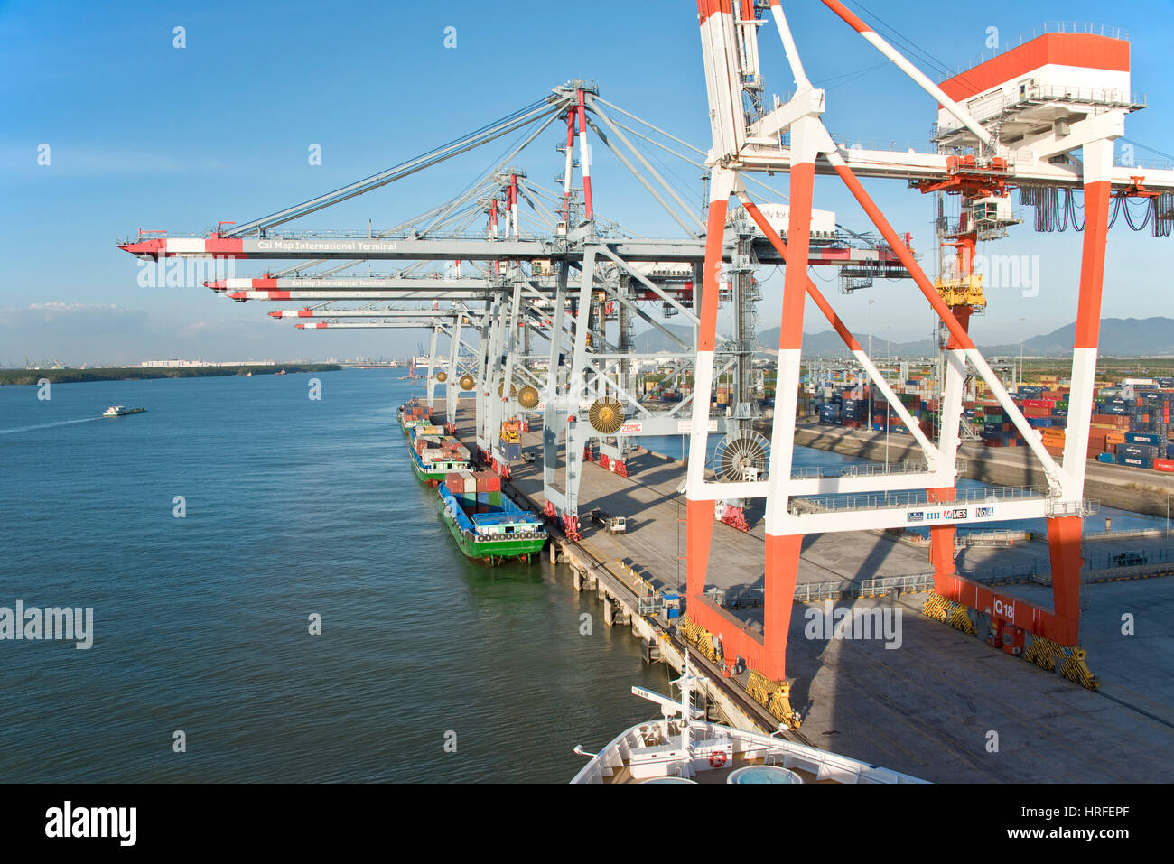 Aerial view of the Cai Mep International Terminal in Vietnam with ...