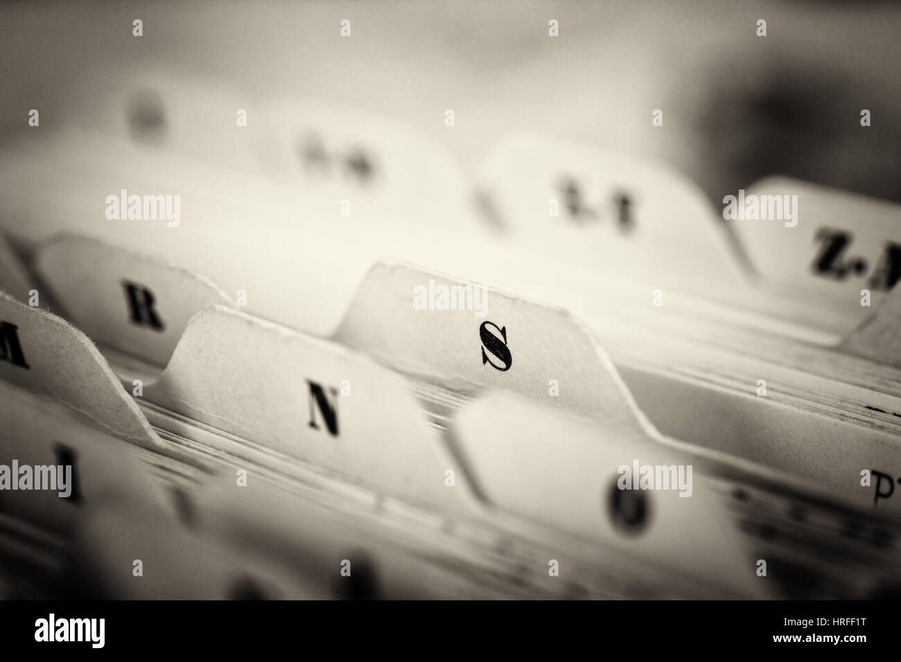 Close up of alphabetical index cards in a box Stock Photo - Alamy