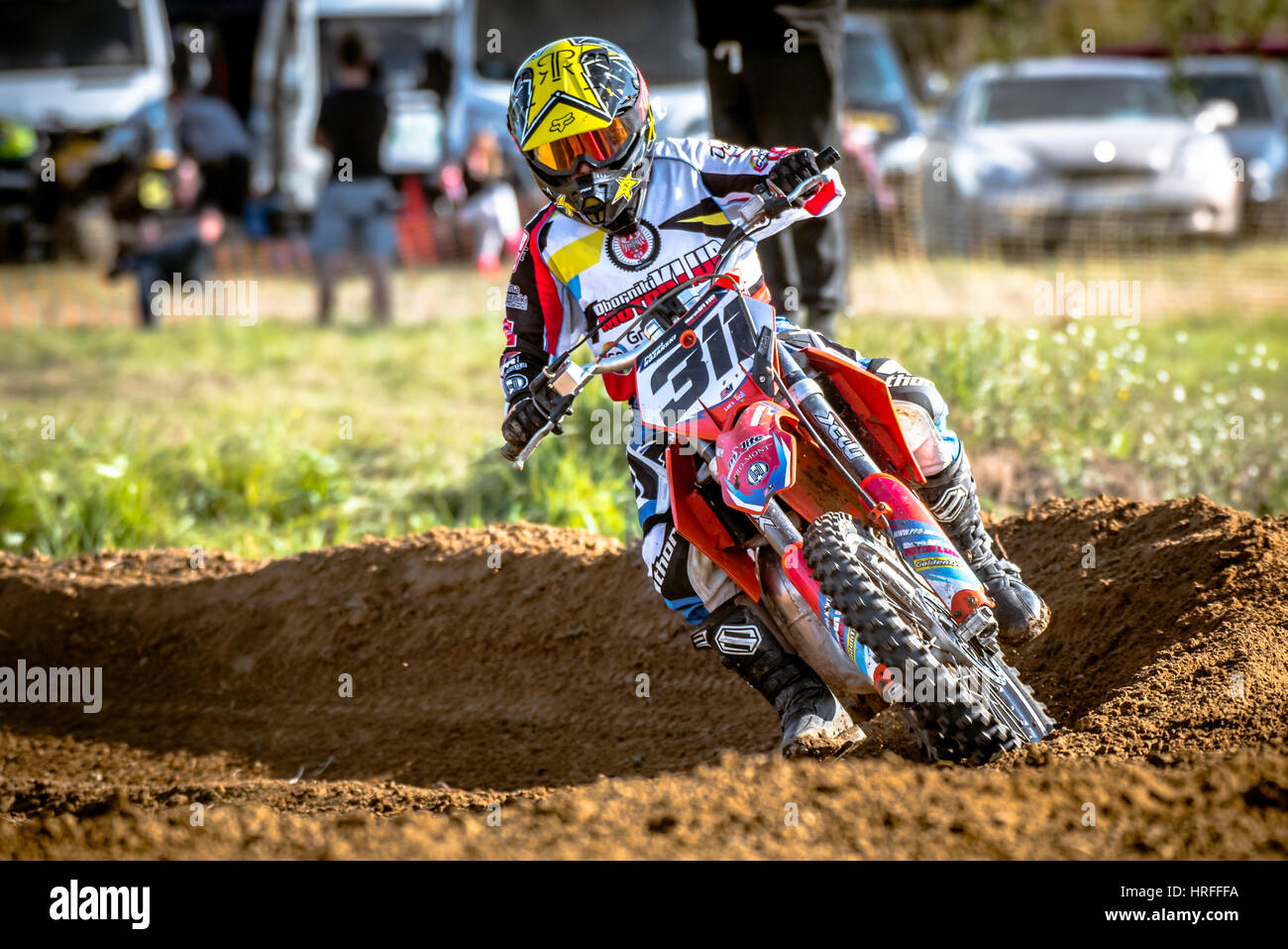 Motocross rider on the race Stock Photo - Alamy