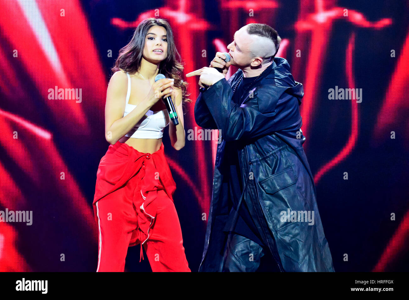 Kiev, Ukraine. 28th Feb, 2017. Michelle Andrade & Mozgi during the Great Spring Concert at the ...