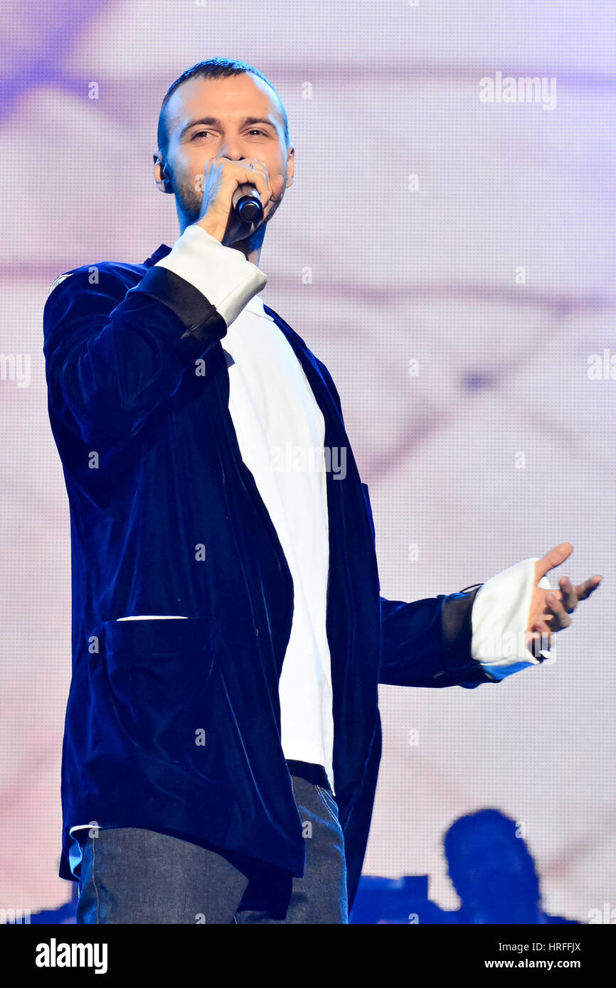 Kiev, Ukraine. 28th Feb, 2017. Singer Max Barskih during the Great ...
