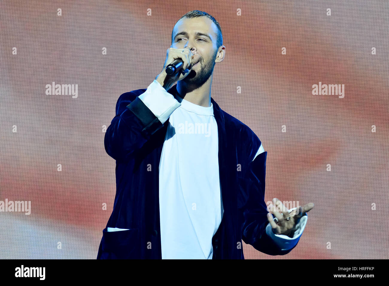 Kiev, Ukraine. 28th Feb, 2017. Singer Max Barskih during the Great ...