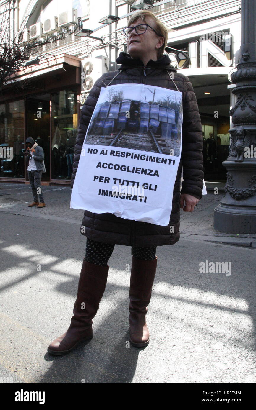 Napoli, Italy. 01st Mar, 2017. Anti-racist rally in Naples: procession ...