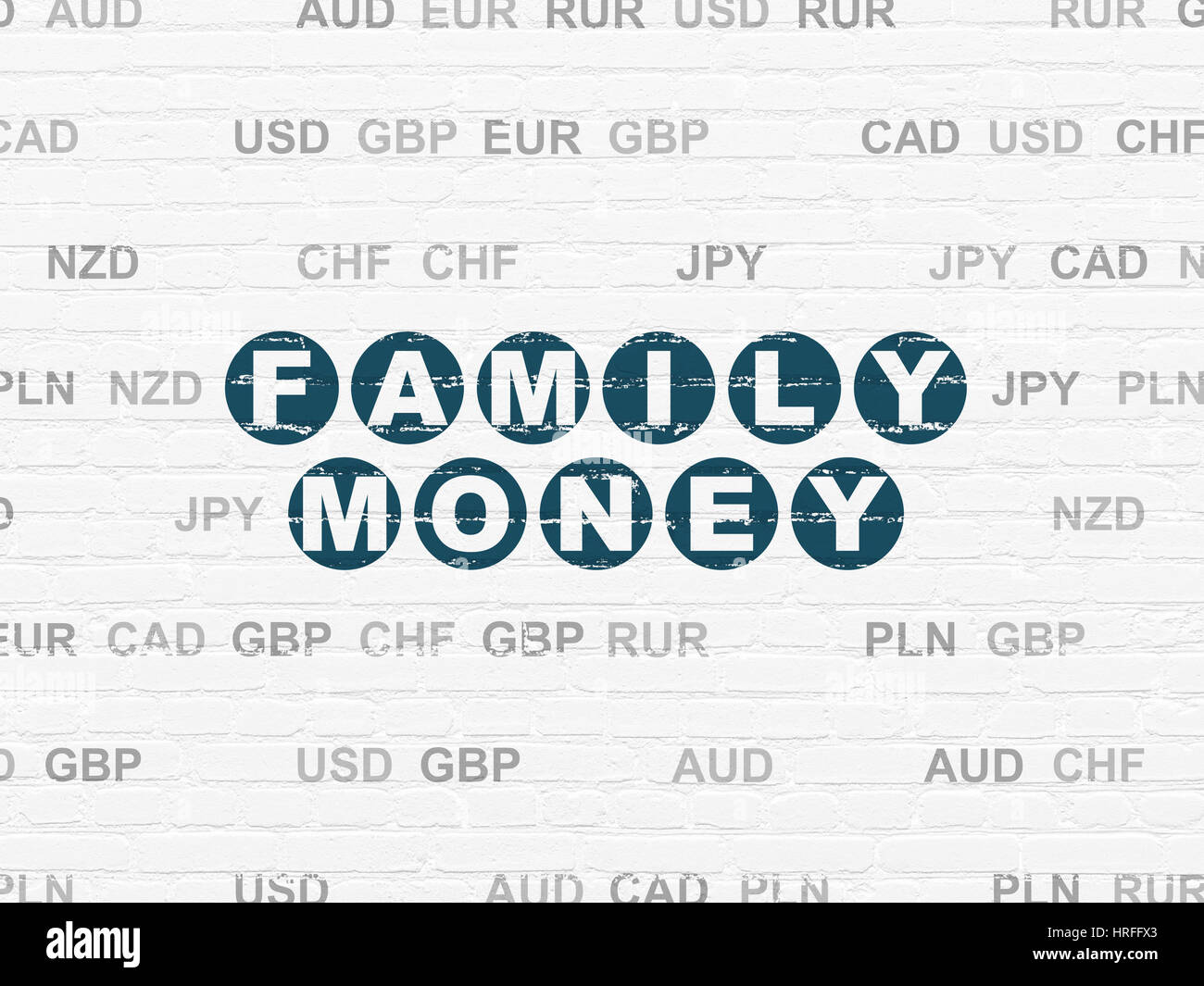 Banking concept: Family Money on wall background Stock Photo - Alamy