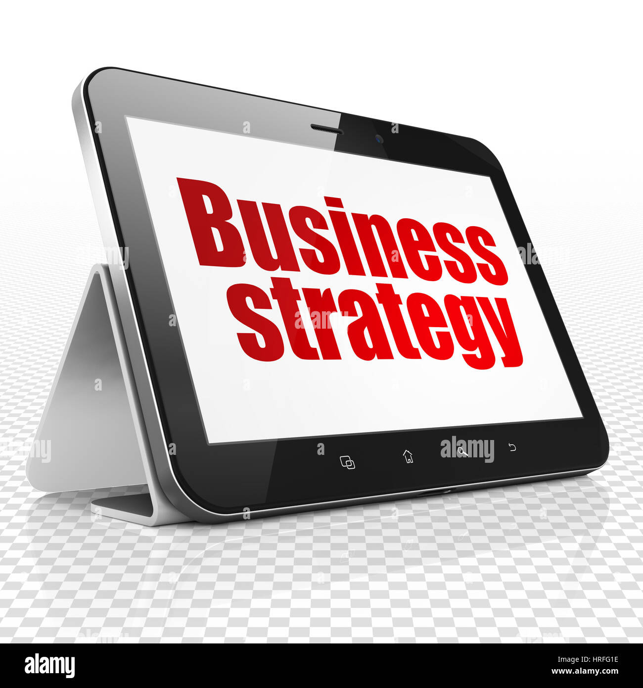 Finance concept: Tablet Computer with Business Strategy on display ...