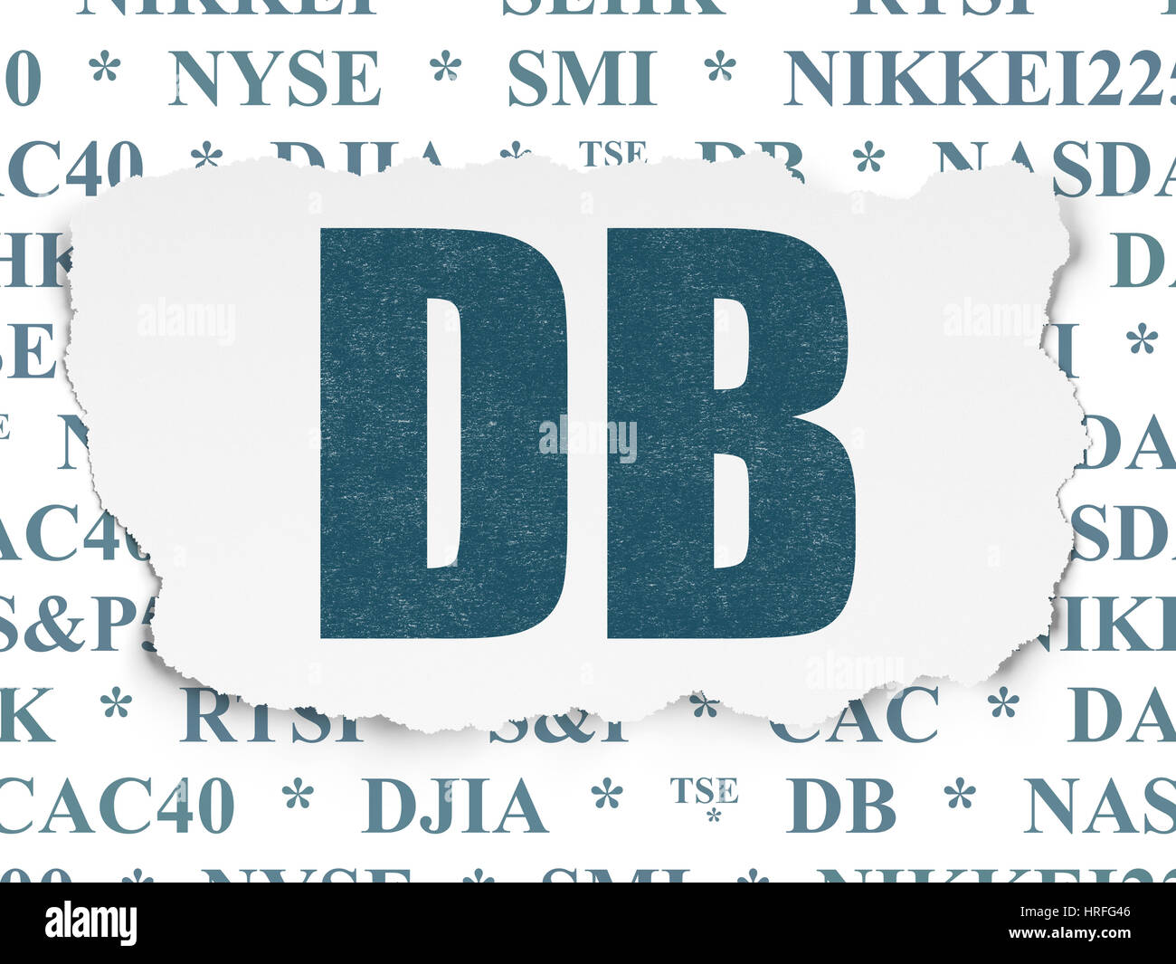 Stock market indexes concept: DB on Torn Paper background Stock Photo ...