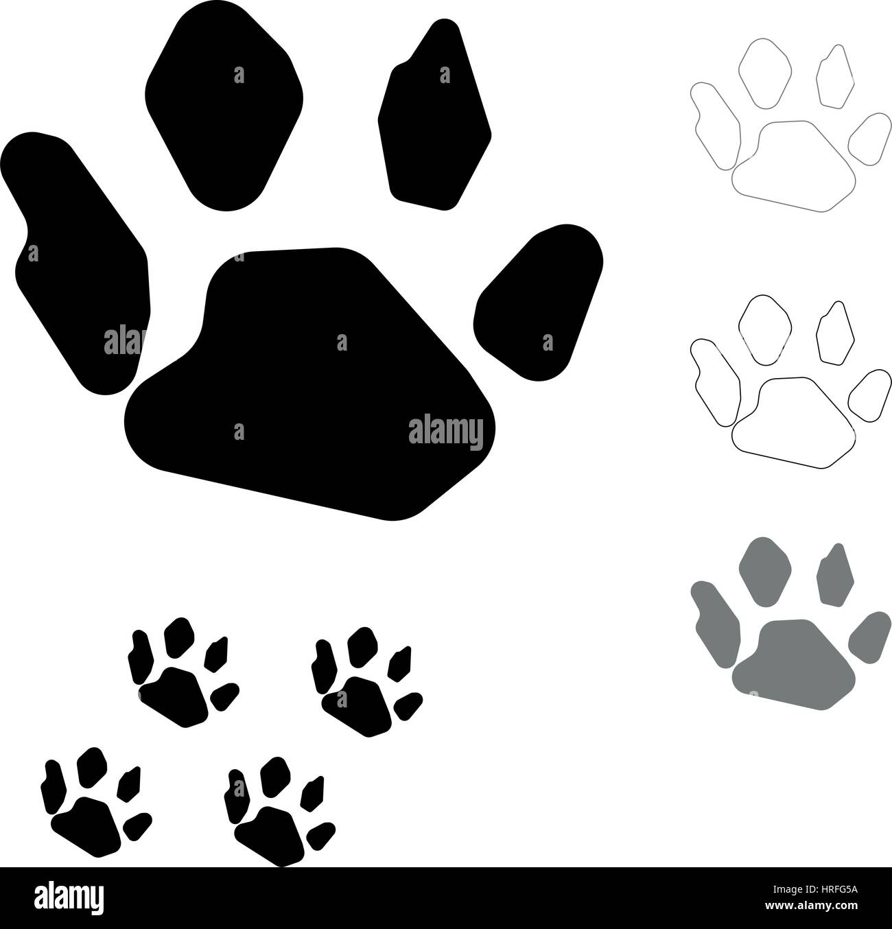 Animals footprint on the white background this is set icons Stock ...