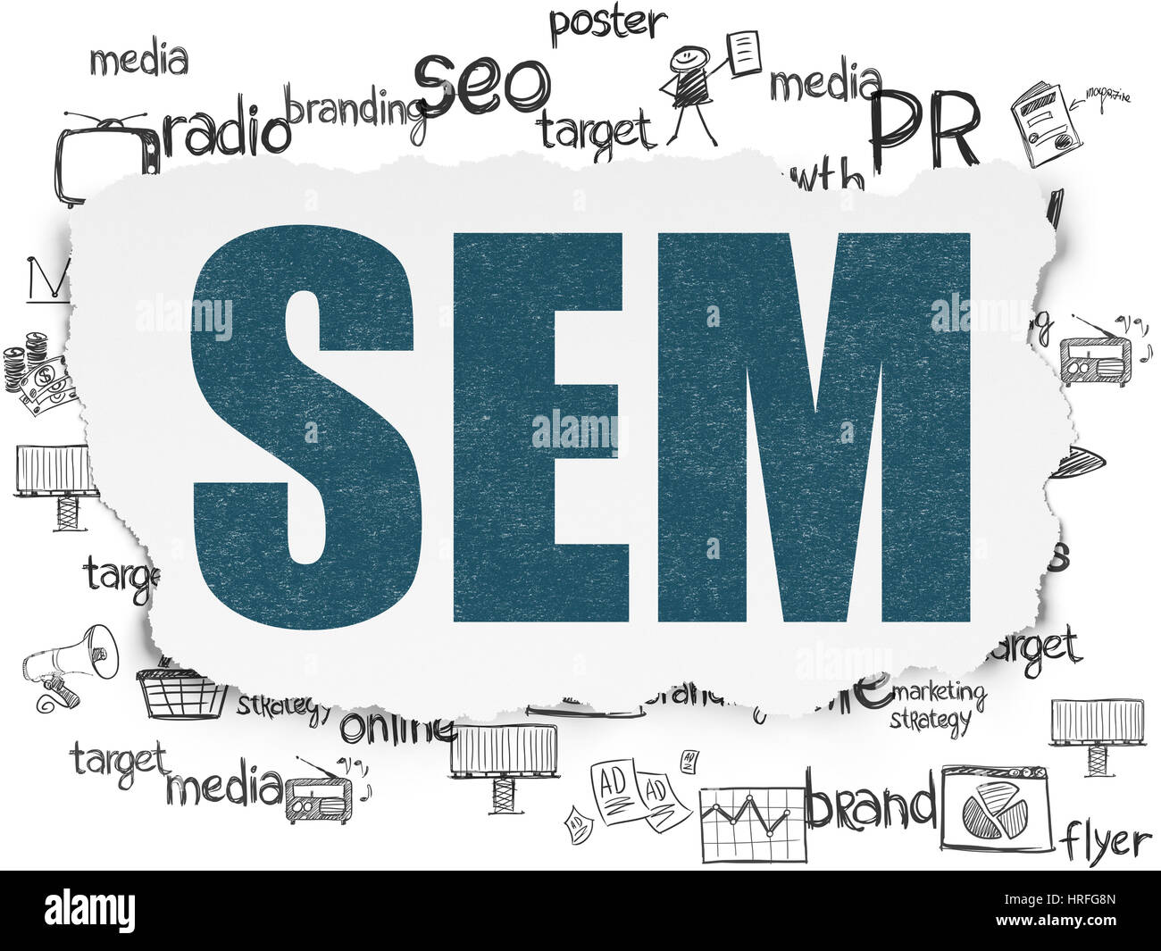 Marketing concept: SEM on Torn Paper background Stock Photo - Alamy