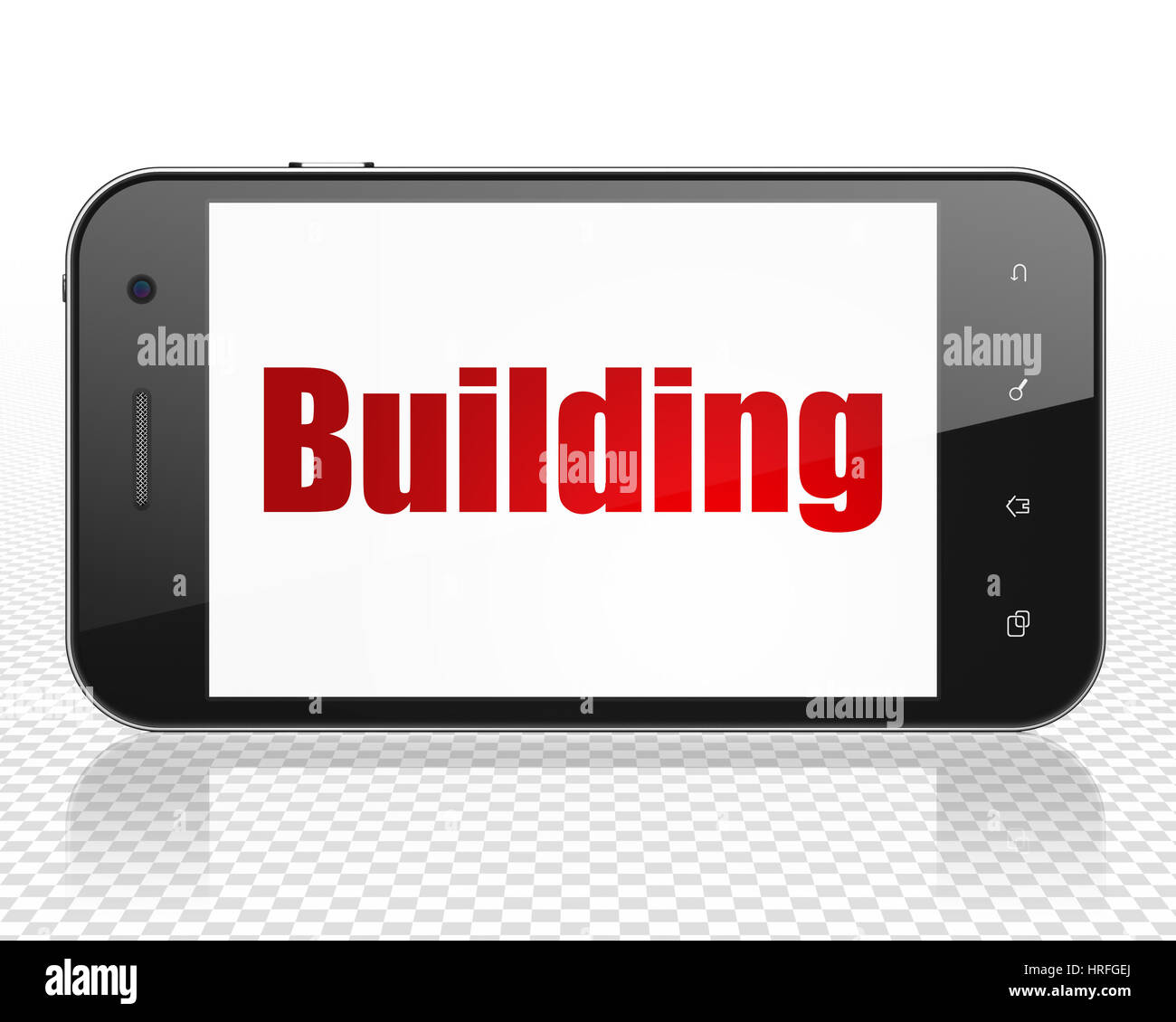 Constructing concept: Smartphone with Building on display Stock Photo ...