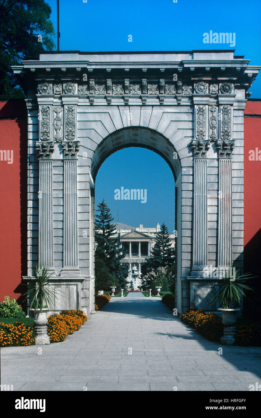 Monumental Baroque Entrance Gate or Gateway to the c19th Dolmabahce ...