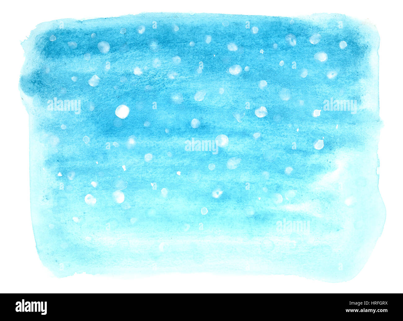 Blue winter watercolor background with falling snow Stock Photo - Alamy