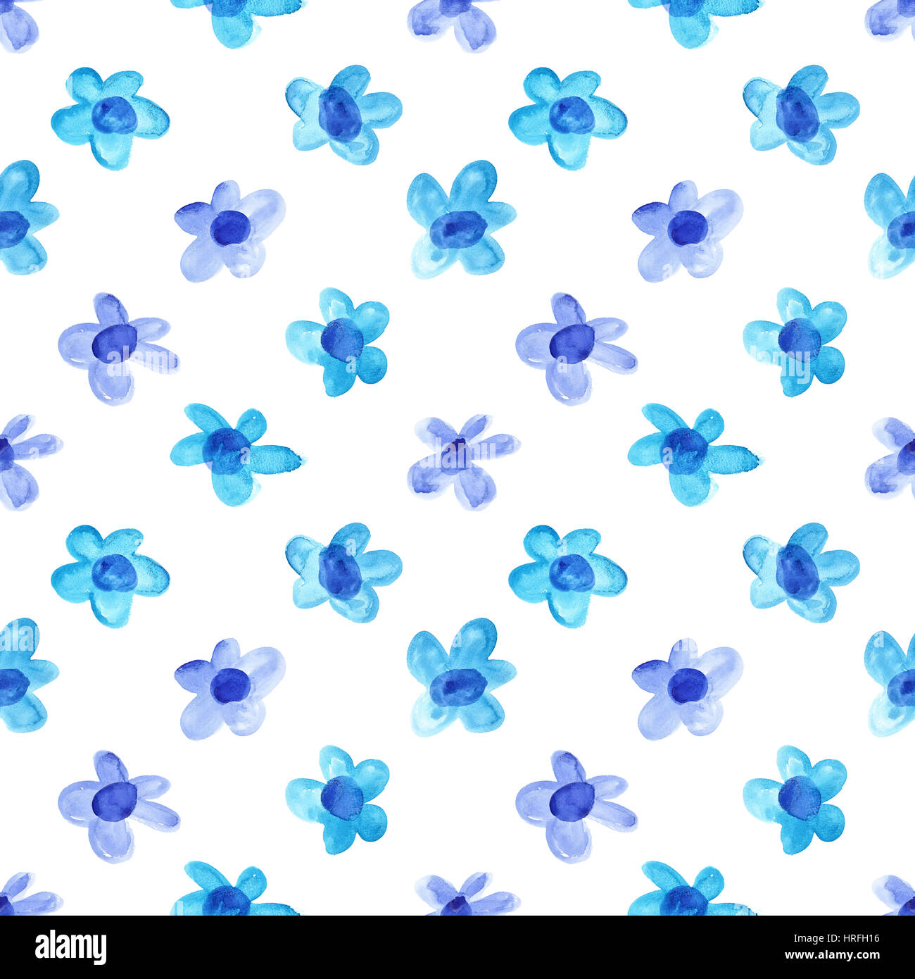 Blue simple watercolor flowers - raster seamless pattern Stock Photo ...
