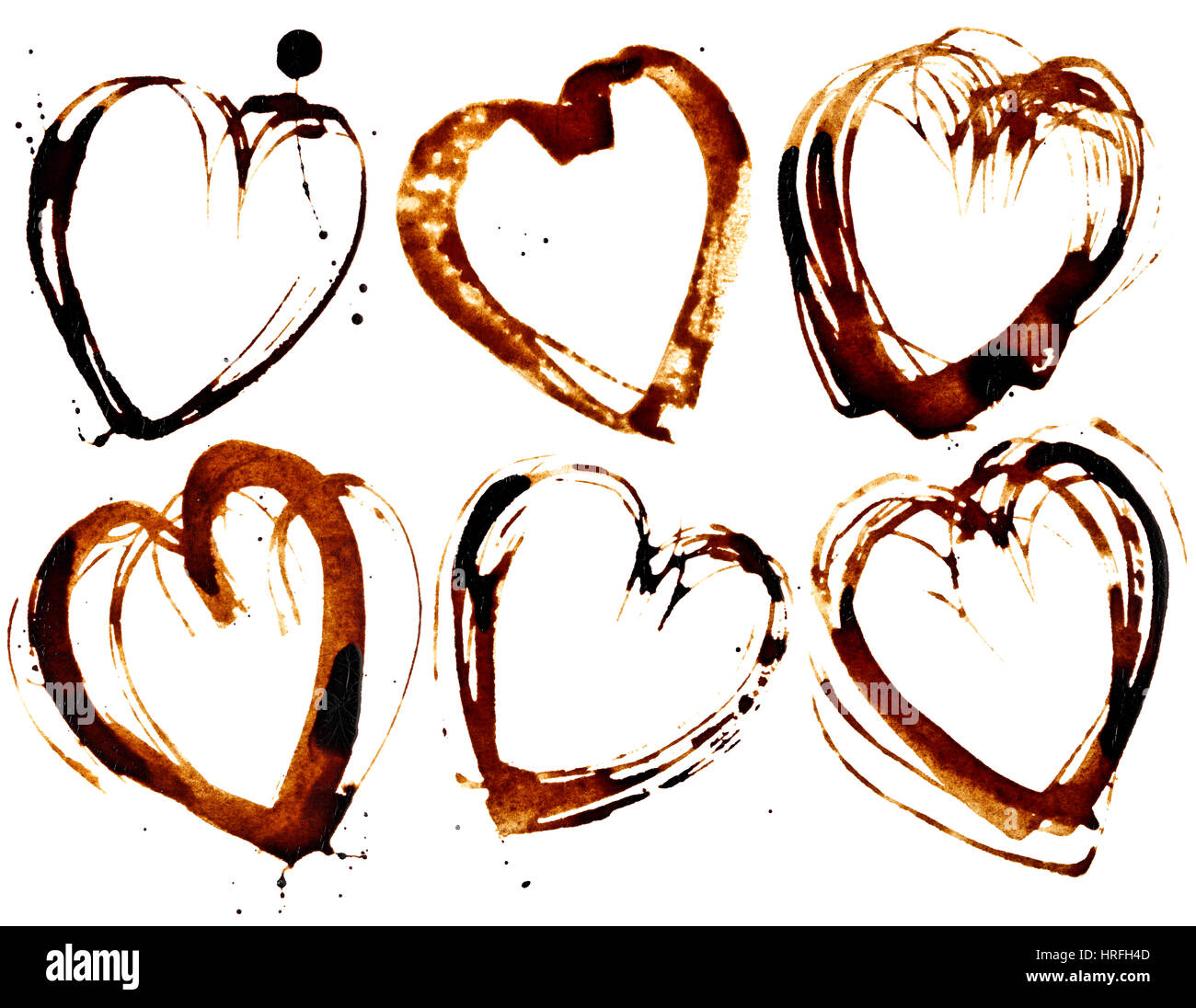 Set of coffee hearts isolated on a white background Stock Photo - Alamy