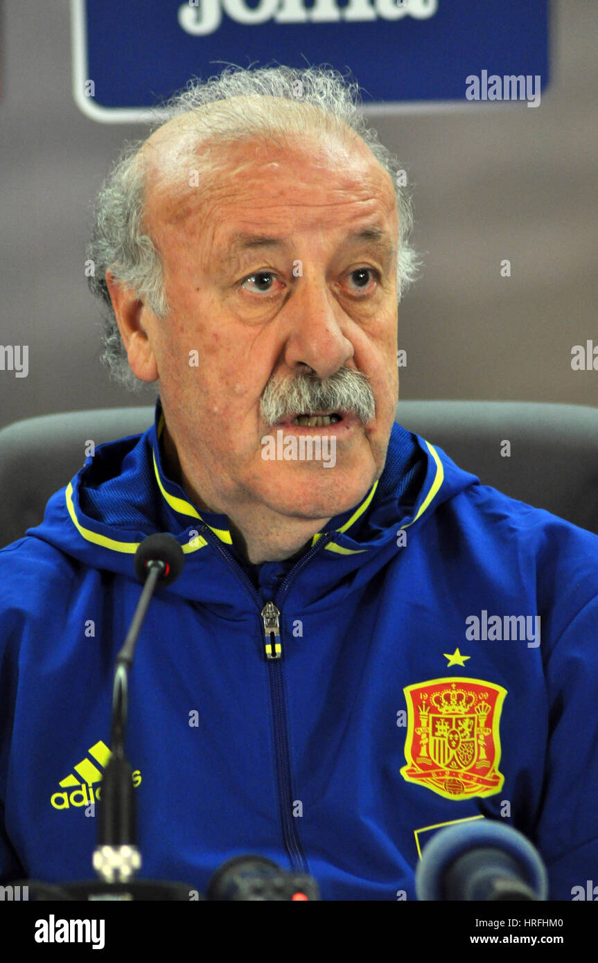 CLUJ-NAPOCA, ROMANIA - MARCH 26, 2016: The coach of Spanish National ...