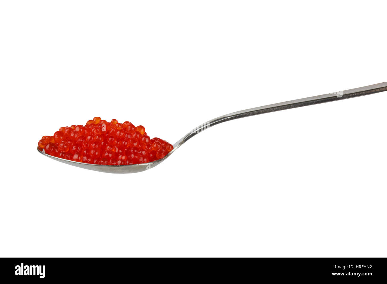 teaspoon with red caviar isolated on white background Stock Photo - Alamy